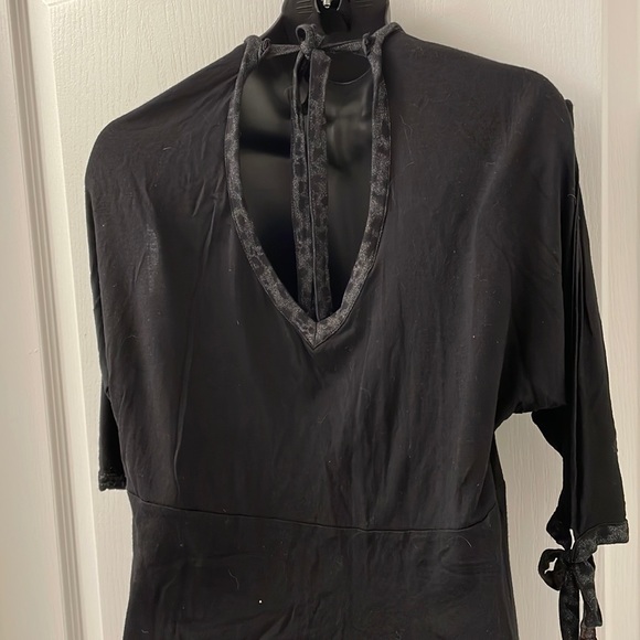 Tops | Karv Black Tee Ties In Back Embroidered Top Ties On Arms Sz L ...